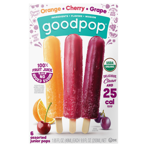 Wegmans GoodPop Orange Cherry Grape Ice Pops, Organic, No Added Sugar ...