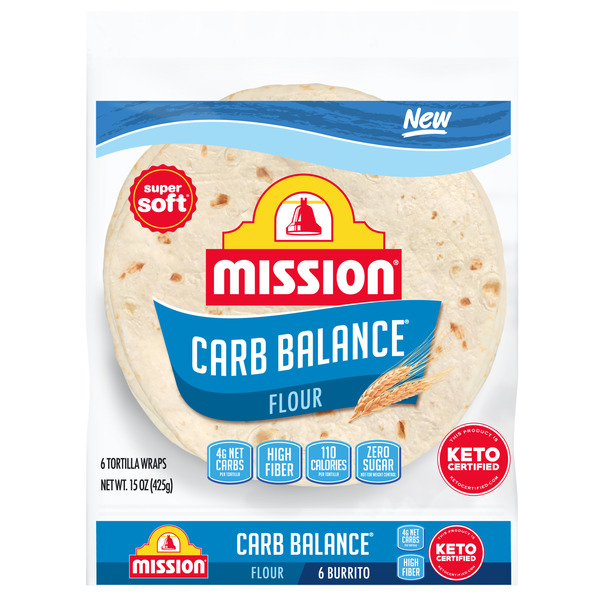 Mission Carb Balance Flour Tortillas, Burrito Size, 6 Count Same-Day ...