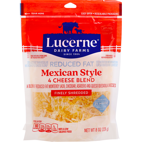 Safeway Lucerne Finely Shredded Cheese, Reduced Fat, Mexican Style, 4 ...