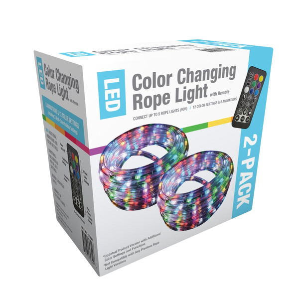 Global Value Lighting 18 Color Changing LED Rope Light With Remote ...