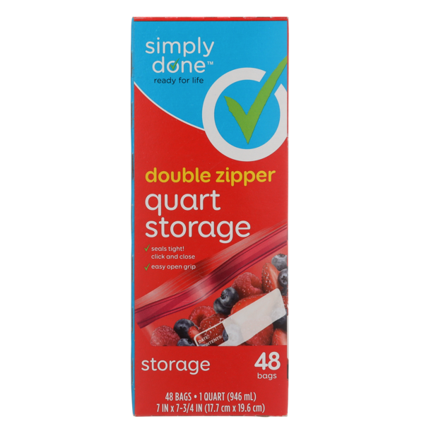 Simply Done Double Zipper Quart Storage Bags (1 qt) - Instacart
