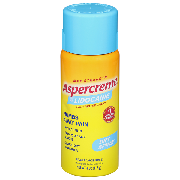 Aspercreme Pain Relief Spray, with 4% Lidocaine, Max Strength, Dry ...
