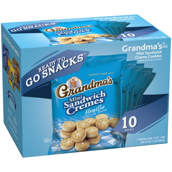 Grandma's Ready to Go Snacks Mini Sandwich Cremes Vanilla Cookies (1.22 ...
