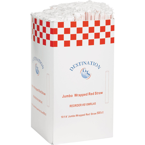 Vital Solutions 10.25" Jumbo Straw, Wrapped, Red, 2000 ct Same-Day ...