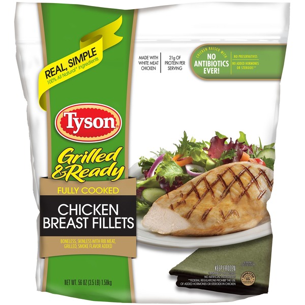 Tyson Fully Cooked Boneless Skinless Grilled Chicken Breast Fillets ...
