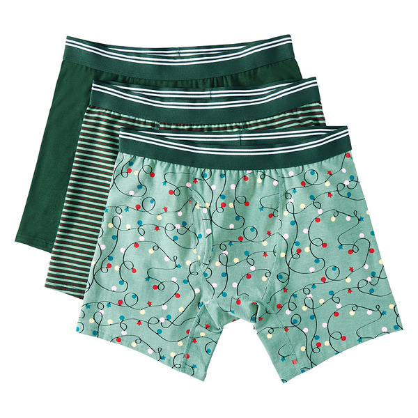 ALDI Men's Holiday Boxers Solid & Lights AOP - Green Stripe & Green ...