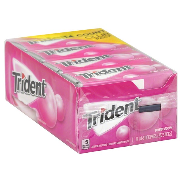 Trident Gum, Sugar Free, Bubblegum, Club Pack (14 each) - Instacart