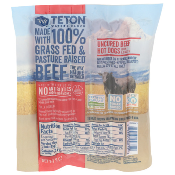 Sprouts Farmers Market Teton Waters Ranch Uncured Grass-fed Beef Hot ...