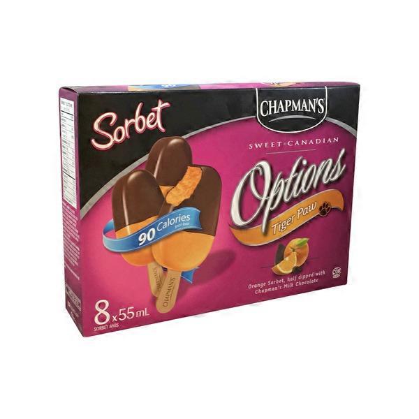 Chapman's Ice Cream Sweet Options Tiger Paw Sorbet Ice Cream Bars (8 ct ...