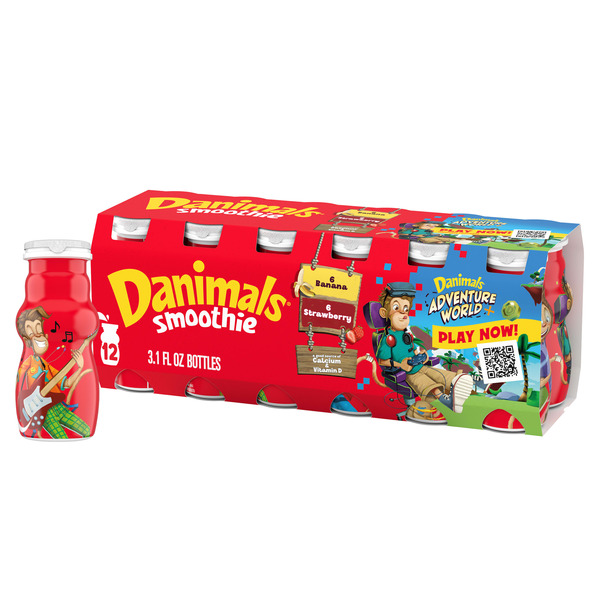 Danimals Smoothie, Strawberry Explosion Flavor, Banana Split Flavor ...