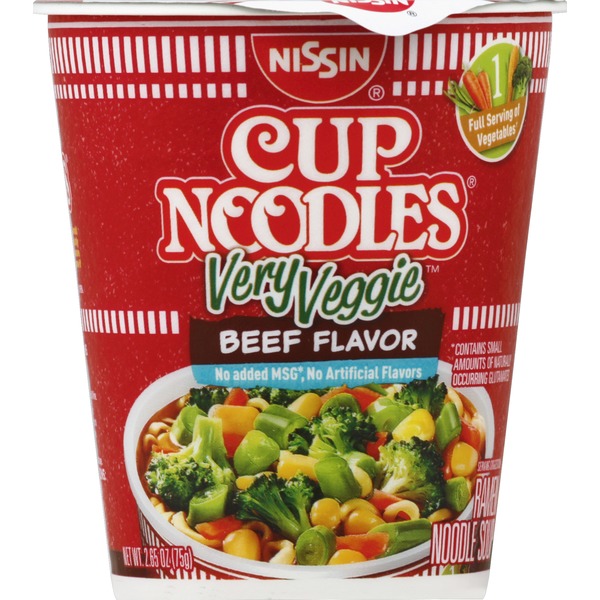 Nissin Cup Noodles Very Veggie Ramen Noodle Soup Beef (2.65 oz) - Instacart