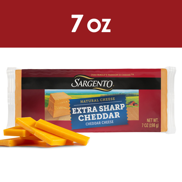 Sargento Natural Extra Sharp Cheddar Block Cheese, 7 oz Same-Day ...