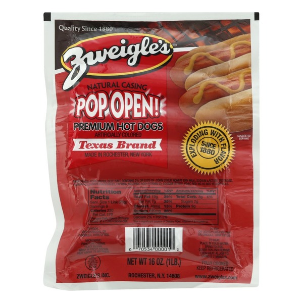 Zweigles Pop Open Premium Hot Dogs (16 oz) - Instacart