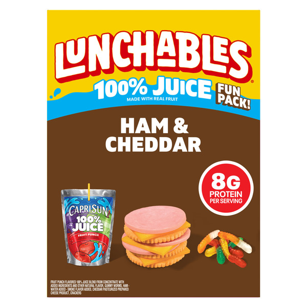 Lunchables Ham and Cheddar Cracker Stackers with Capri Sun Fruit Punch ...