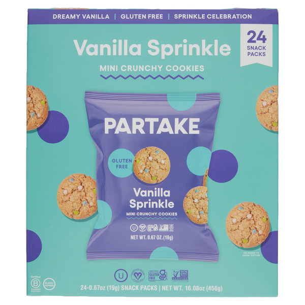 Partake Vanilla Sprinkle Mini Cookies, 0.67 oz, 24-count Same-Day ...