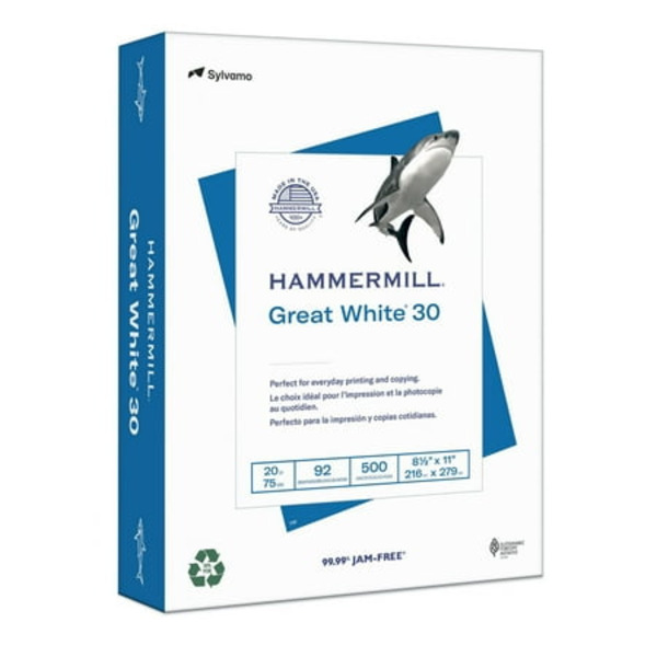 Walmart Hammermill 8.5" x 11" Great White 30% Recycled Copy Paper Same ...