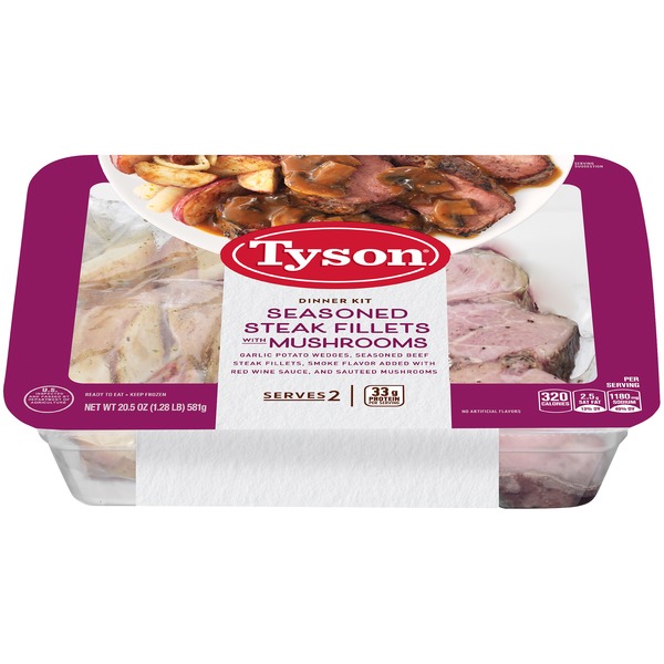 Tyson Fully Cooked Seasoned Steak Fillets with Mushrooms Dinner Kit, 20 ...