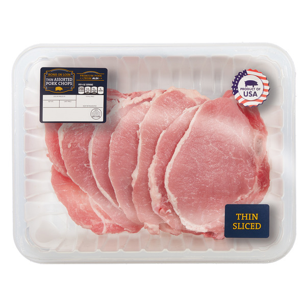 Assorted Bone-In Thin Sliced Pork Chops Same-Day Delivery or Pickup | ALDI
