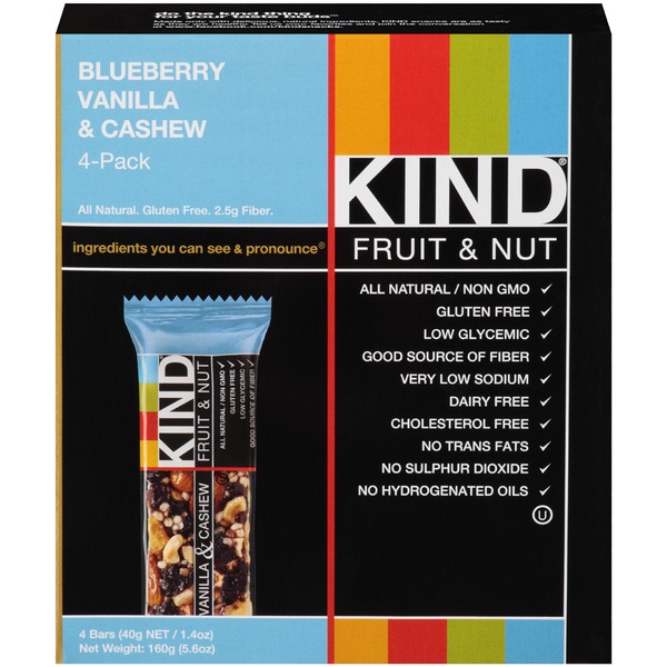 Kind Fruit & Nut Blueberry Vanilla & Cashew Fruit & Nuts Bars (1.4 oz ...