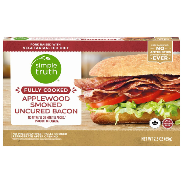 Kroger Simple Truth Fully Cooked Uncured Applewood Smoked Bacon Same ...