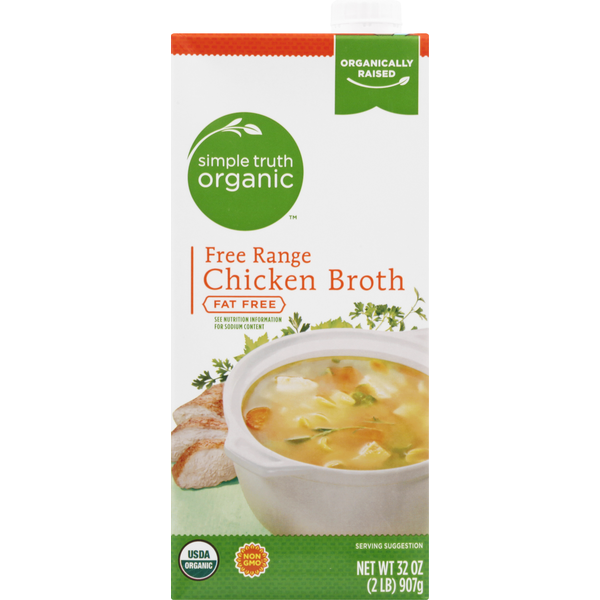 Simple Truth Organic Chicken Broth, Fat Free, Free Range (32 oz ...