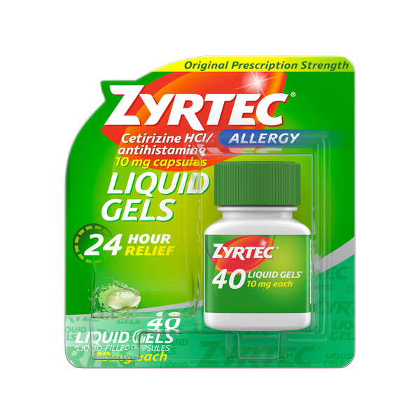 ZYRTEC 24 Hour Allergy Relief Liquid Gels, Antihistamine Capsules with ...