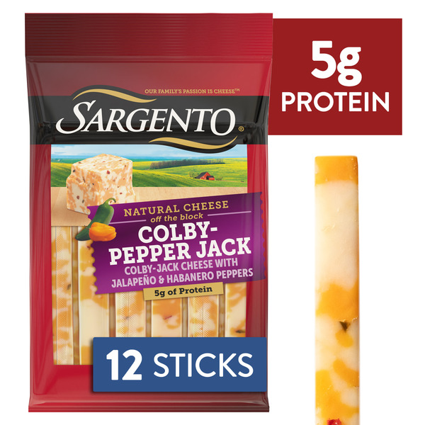 Sargento Natural Colby-Pepper Jack Cheese Sticks, 12-Count Same-Day ...
