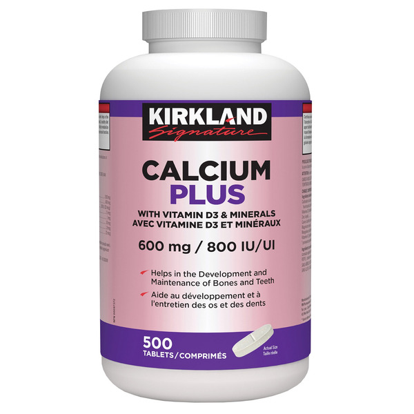 Krikland Signature 600mg Calcium Plus With 800IU Vitamin D3 & Minerals Tablets Same-Day Delivery ...
