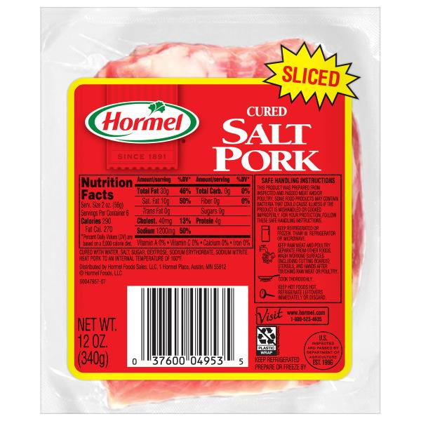 Hormel Cured Salt Pork Sliced Vac Pack 12Oz Same-Day Delivery or Pickup ...