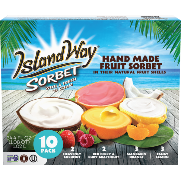 Island Way Assorted Fruit Sorbet in natural fruit shells Same-Day ...
