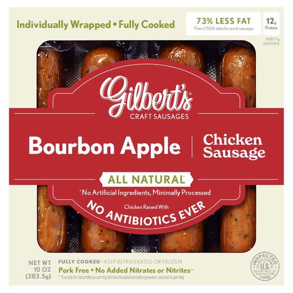 Kroger Gilbert's Craft Sausages Chicken Sausage, Bourbon Apple Same-Day ...