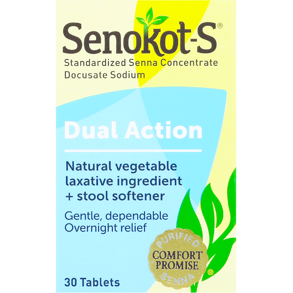 Senokot Dual Action Natural Vegetable Laxative Ingredient Plus Stool ...