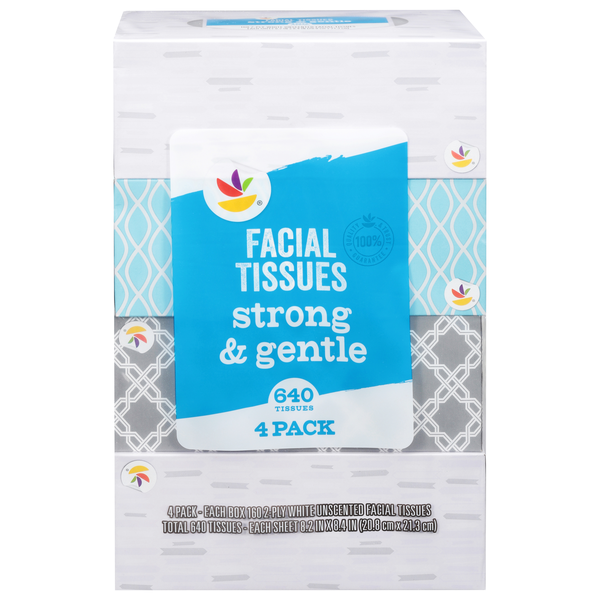 GIANT Store Brand White Unscented Strong & Gentle 2-Ply Facial Tissues ...