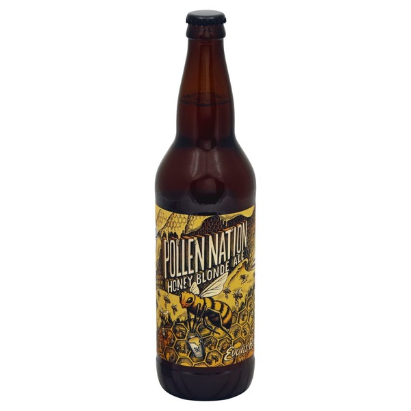 Evans Brewing Beer, Honey Blonde Ale, Pollen Nation (22 fl oz) - Instacart