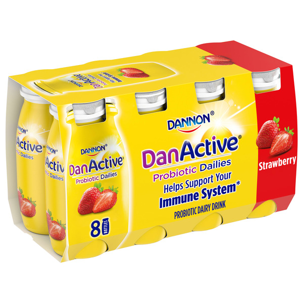 Dannon Light + Fit Probiotic Dailies Dairy Drink, Strawberry, 3.1 oz ...