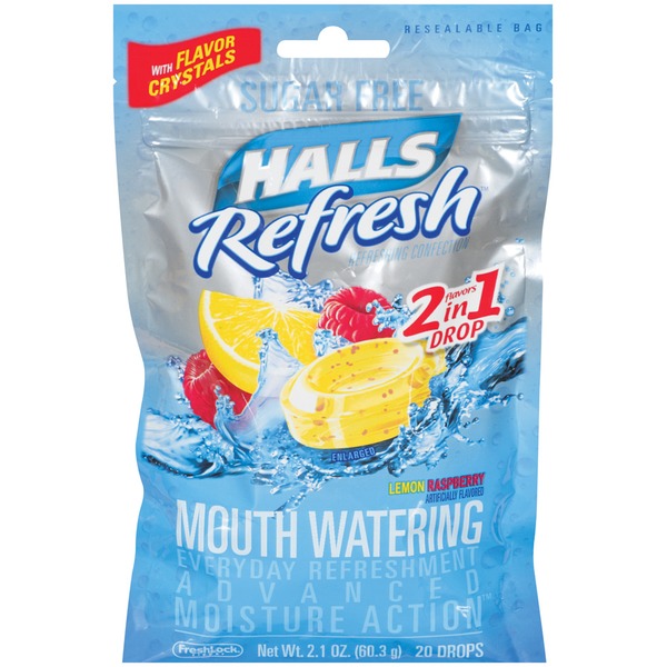 Halls Refresh Lemon Raspberry Sugar Free Drops Hard Candy (2.1 oz ...