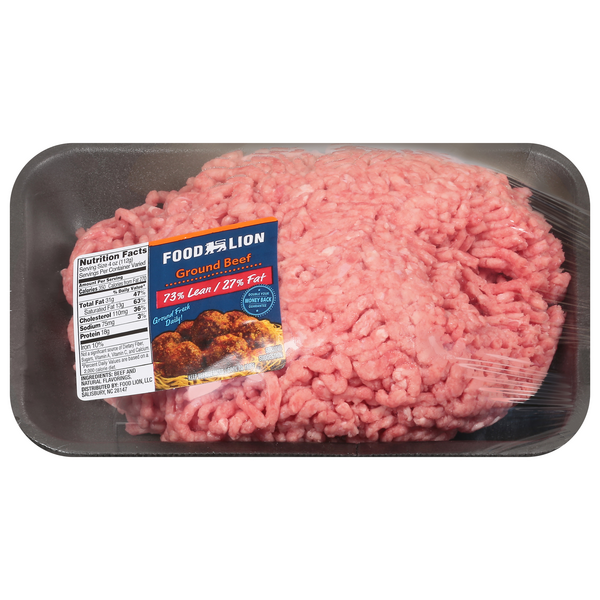 Food Lion Food Lion Fresh Ground Beef, 73% Lean/27% Fat Same-Day ...