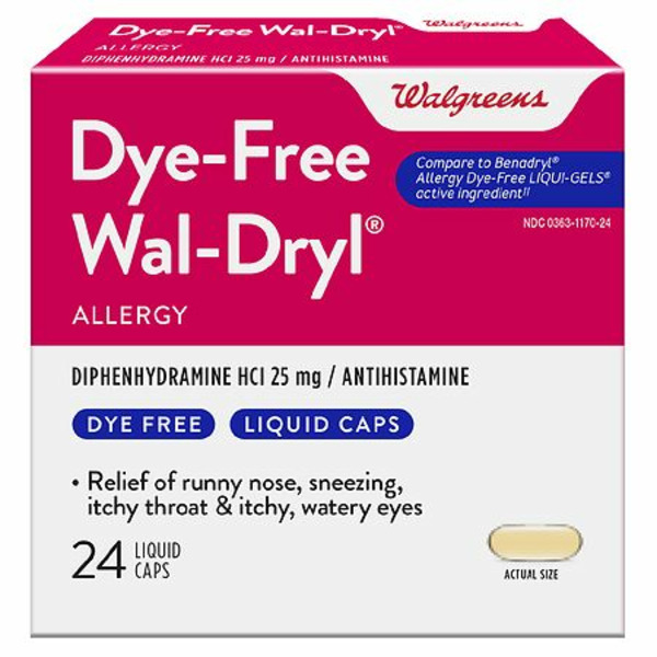 Walgreens Walgreens Dye-free Wal-dryl Allergy Diphenhydramine Hci 25 Mg ...