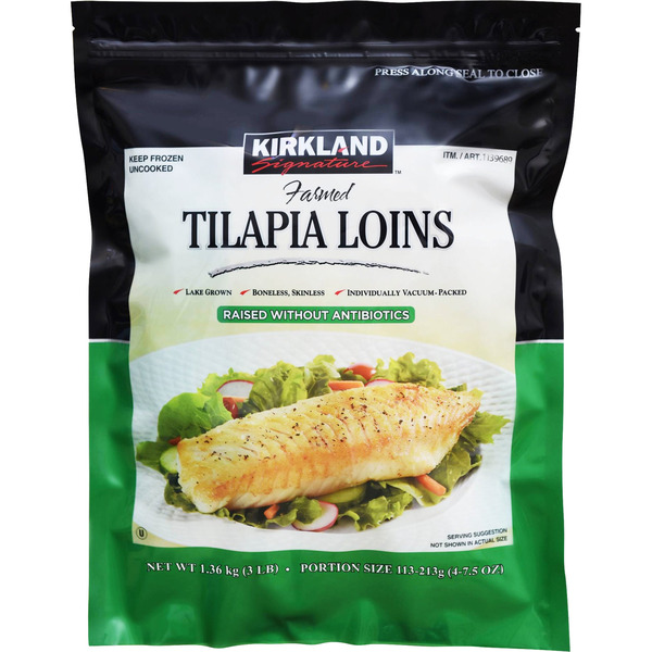 Kirkland Signature Boneless Skinless Farm Raised Tilapia Loins Same-Day ...