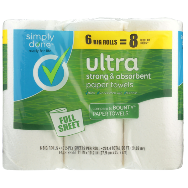 Simply Done Ultra Strong & Absorbent Paper Towels Big Rolls (6 each ...