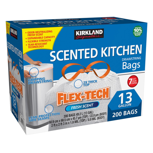 Kirkland Signature Flex-tech Scented Kitchen Drawstring Bags Fresh Same ...