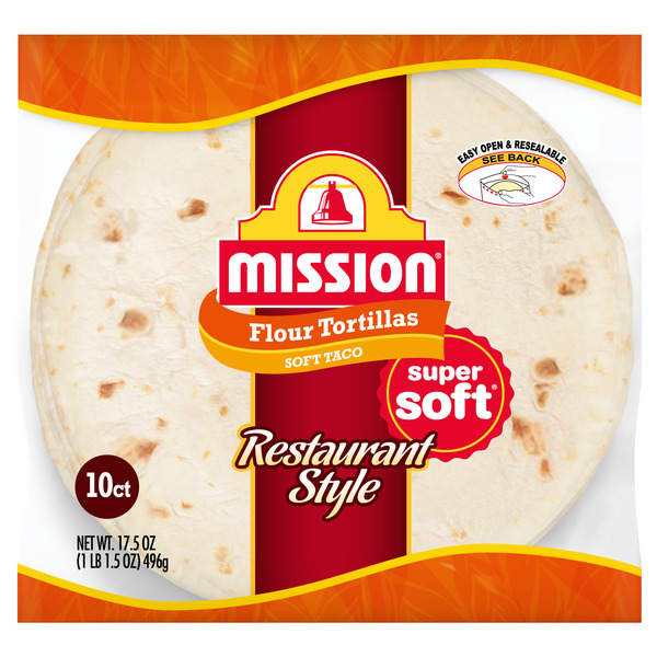 Mission Super Soft Restaurant Style Flour Tortillas, Soft Taco Size, 10 ...