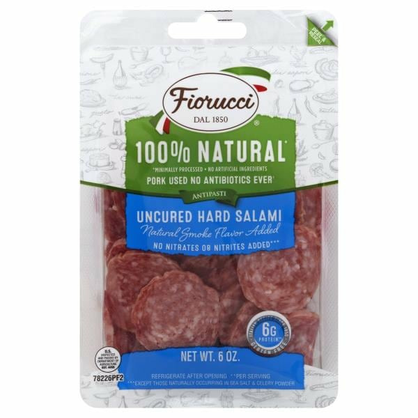 Fiorucci Pre-Sliced 100% Natural Hard Salami, Ideal for Charcuterie ...