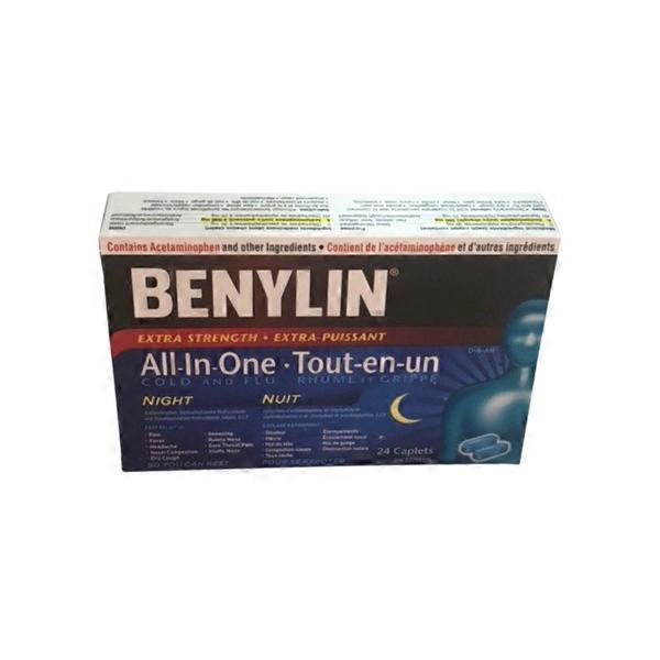 Benylin All In One Extra Strength Cold & Flu Night Caplets (24 ct ...