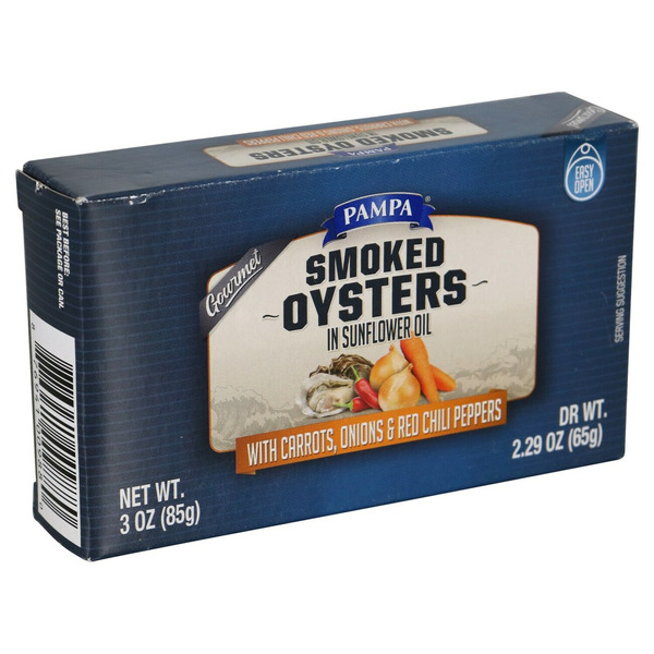 Dollar Tree Pampa Smoked Oysters, in Cottonseed Oil, Gourmet Same-Day ...