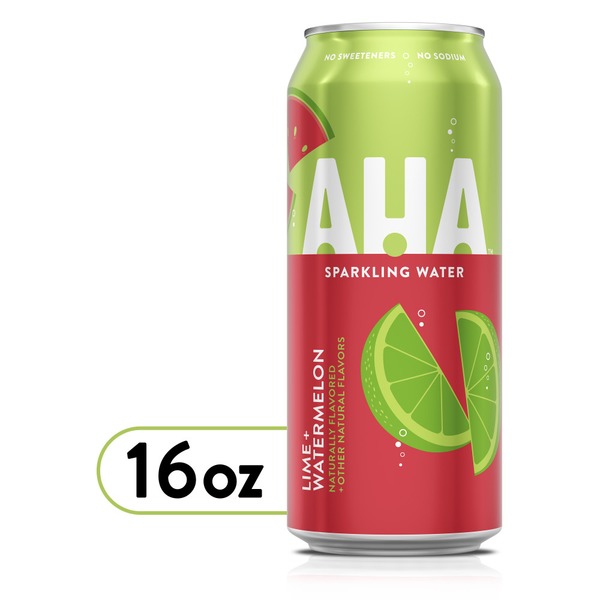 Aha Sparkling Water, Watermelon Lime Flavored Water, Zero Calories, Sodium Free, No Sweeteners ...