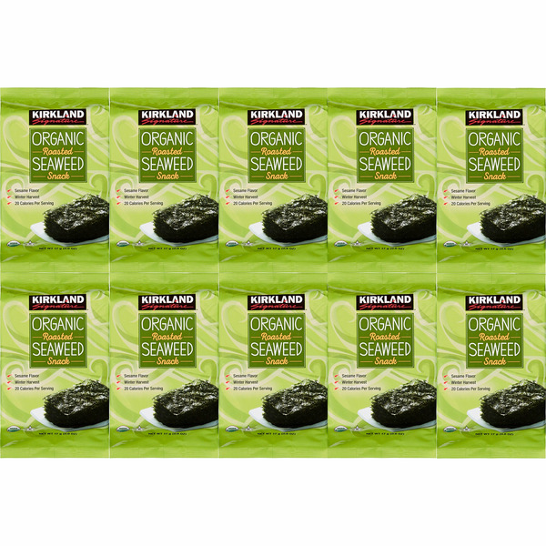 Kirkland Signature Organic Roasted Seaweed, 10 x .6 oz Same-Day ...