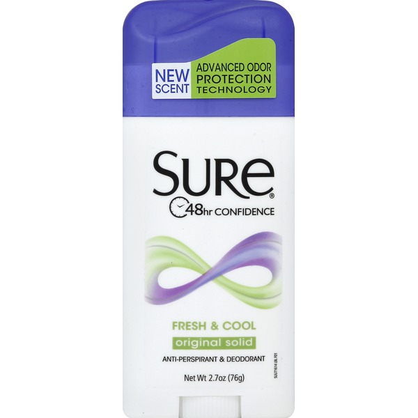 Sure Original Solid Fresh & Cool Anti Perspirant & Deodorant (2.7 oz ...
