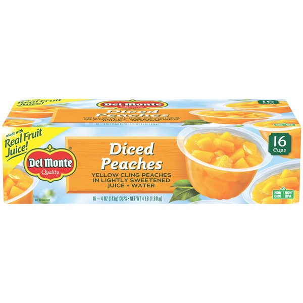 Del Monte Diced Peaches Fruit Cup Snacks (4 oz) - Instacart
