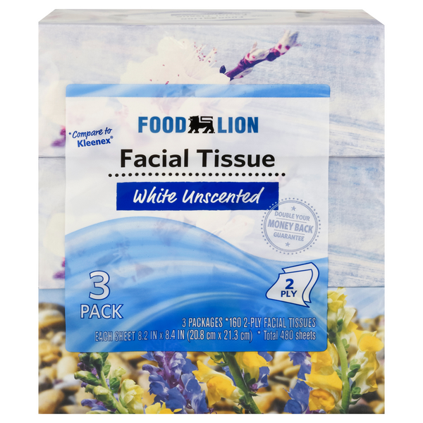 Food Lion Food Lion 3 Pack 2-Ply Unscented White Facial Tissues Same ...